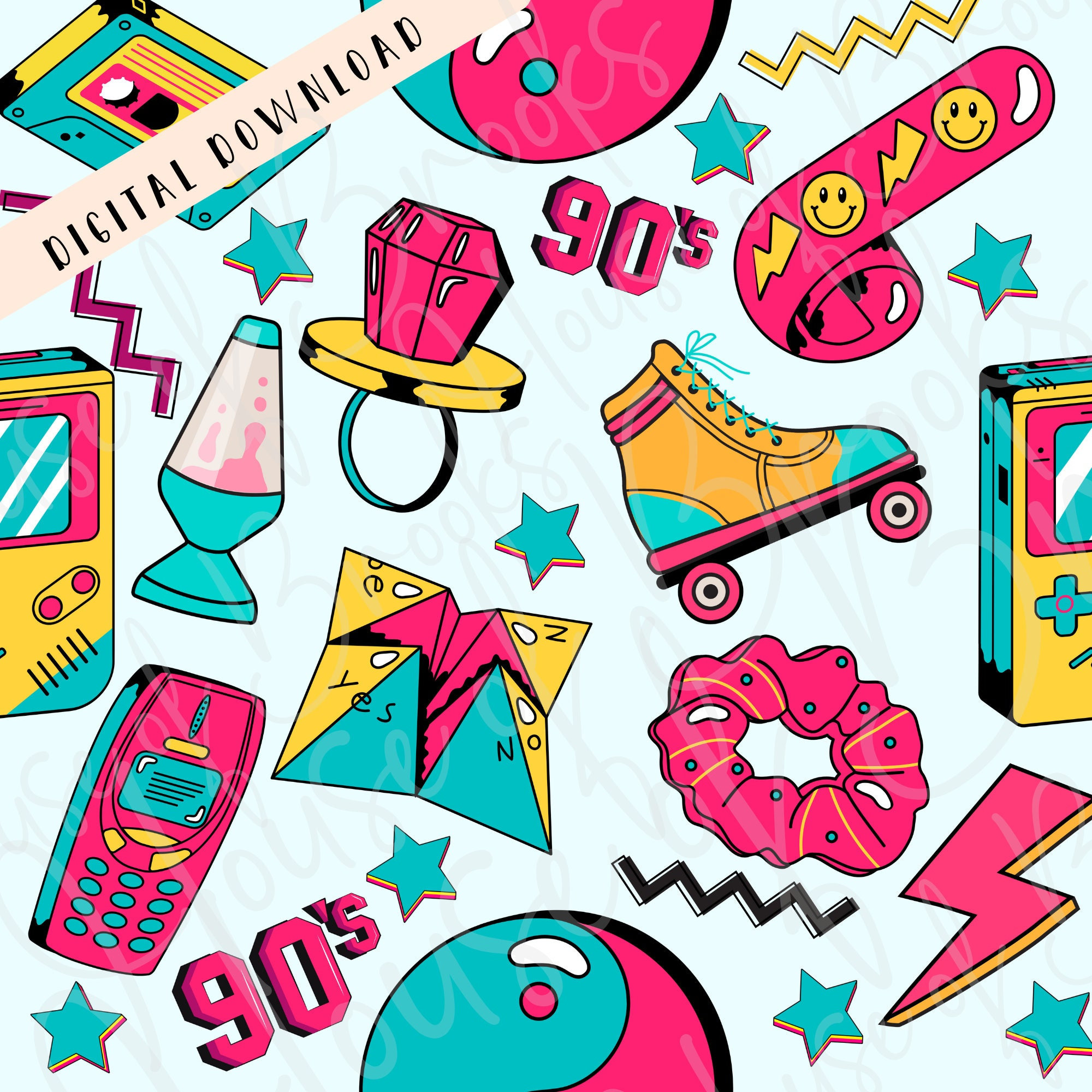 Retro 90s Seamless Pattern, 90s Sublimation Design, 90s Vintage Png - Etsy