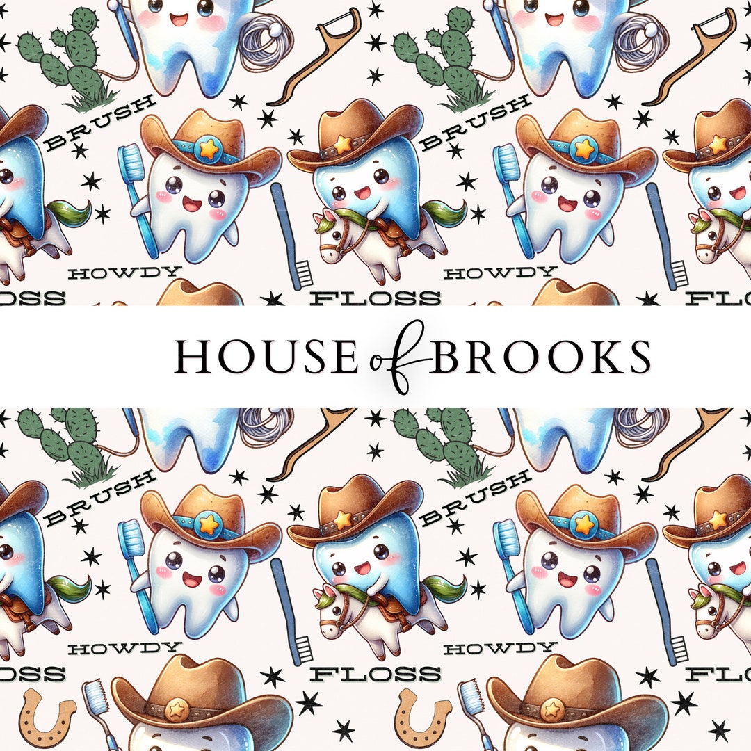 Dentist PNG Design, Cowboy Tooth Seamless Pattern, Dental Hygienist ...