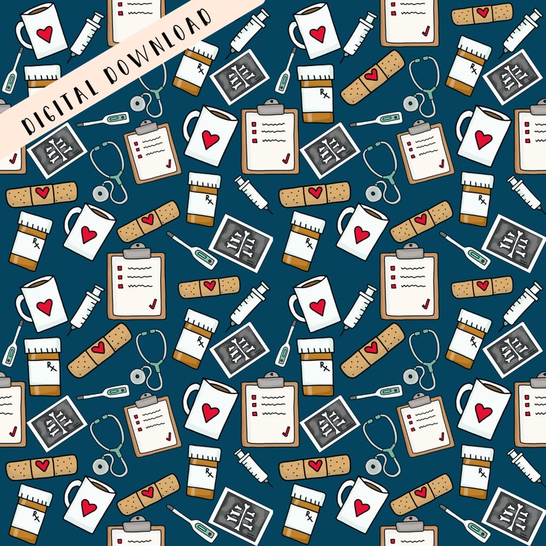 Nursing PNG File, Medical Seamless Pattern, Healthcare Digital ...