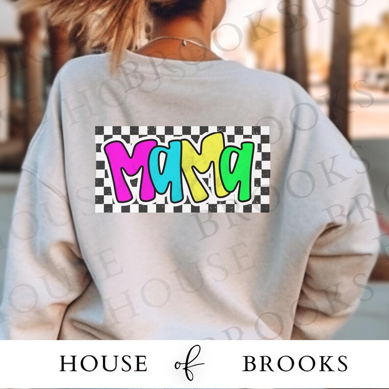 Neon Checkered Mama PNG, Neon Mama Sublimation, Mama Retro PNG, Neon ...