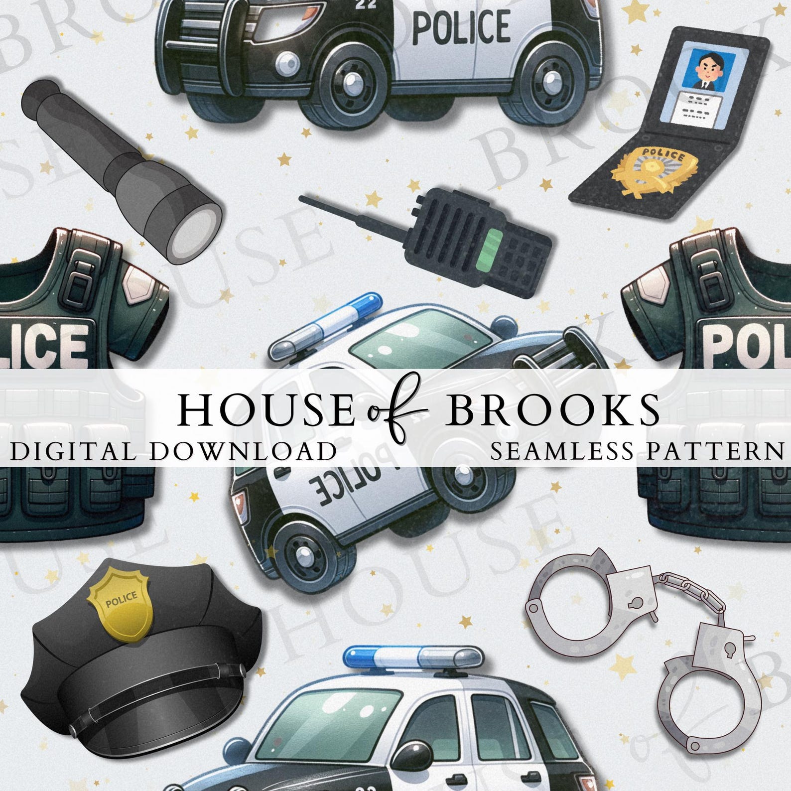 Police Seamless Pattern, Boy Seamless Pattern, Cop First Responder PNG ...