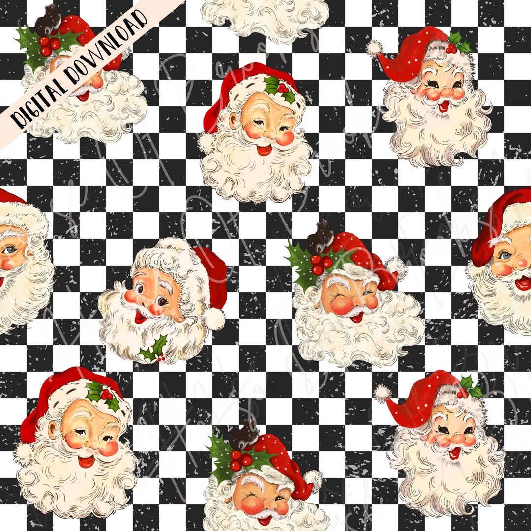 Vintage Santa Seamless Pattern Christmas Digital Paper - Etsy