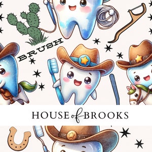 Dentist PNG Design, Cowboy Tooth Seamless Pattern, Dental Hygienist ...