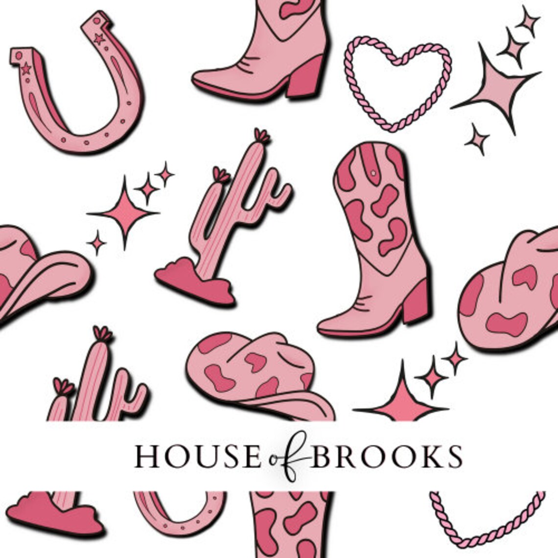 Western Seamless Pattern, Pink Cowboy Seamless File PNG - Etsy