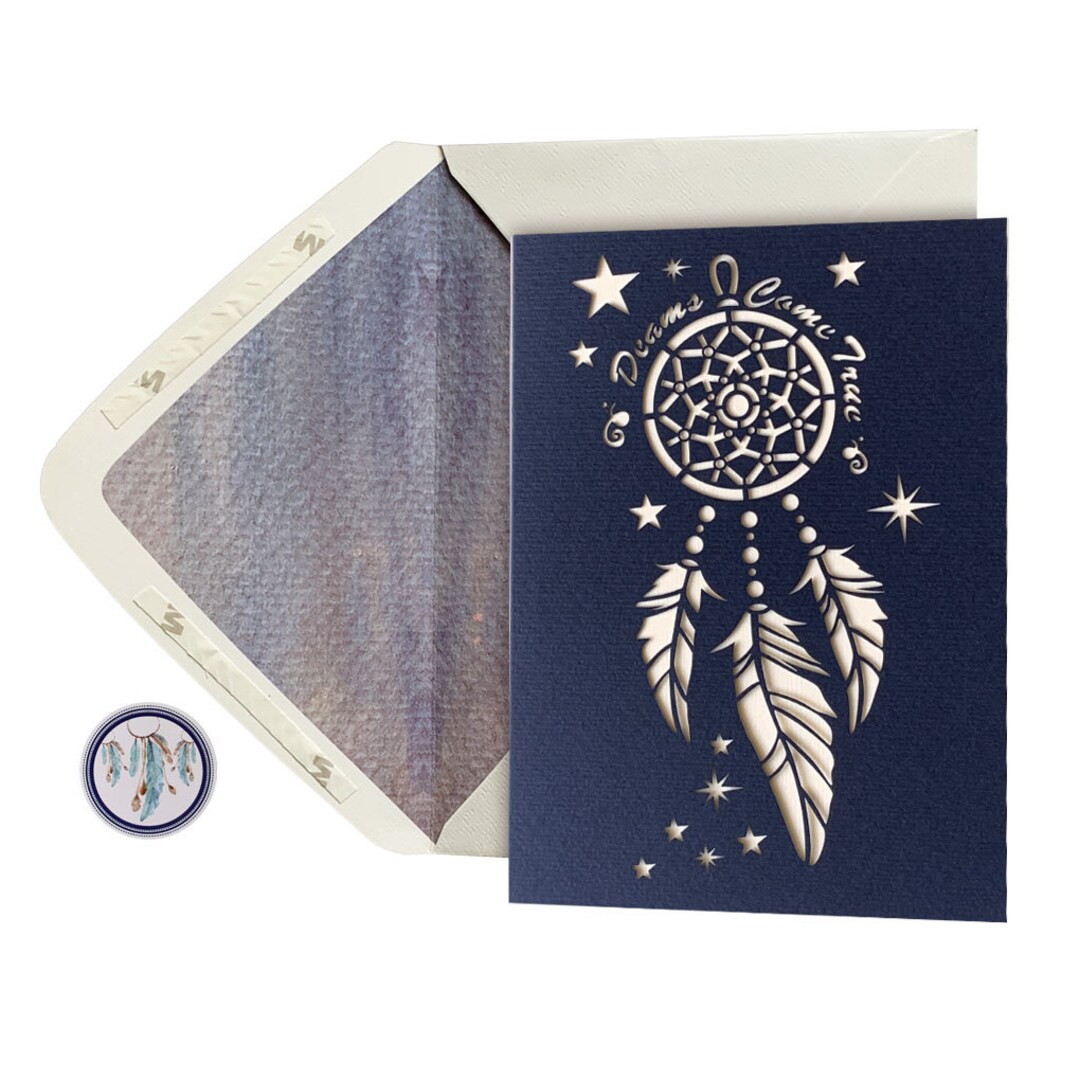 Dream Come True Card, Laser Cut Card, Dreamcatcher, Good Luck, Best ...