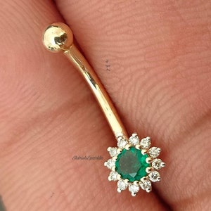 Emerald Navel Piercing Emerald Belly Piercing Diamond Belly Post Navel ...