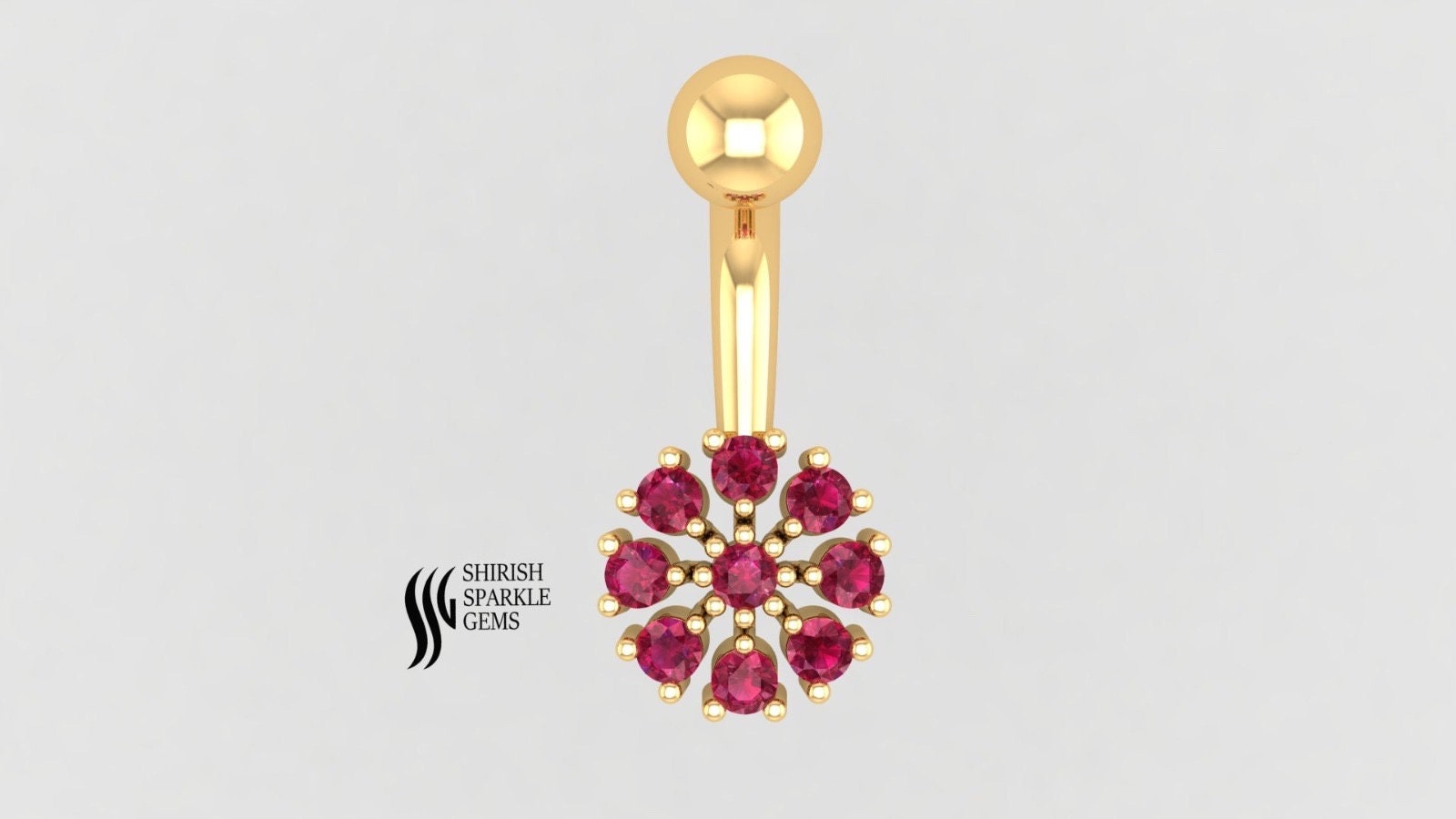 Ruby Navel Piercing Ruby Belly Piercing Diamond Belly Post - Etsy