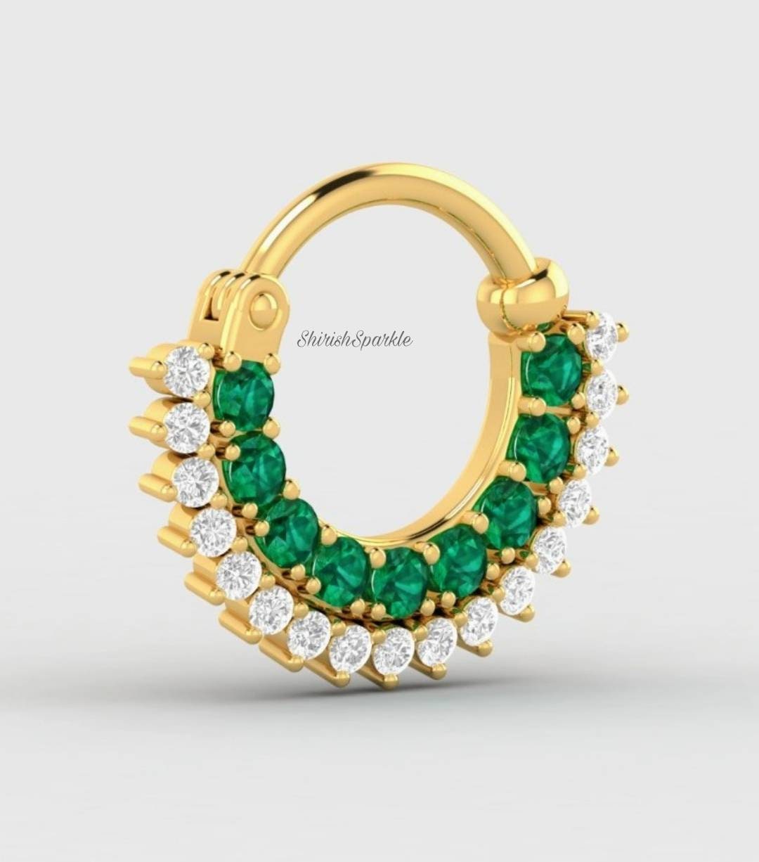 Emerald Diamond Septum Emerald Septum Emerald Diamond Daith Jewellery ...