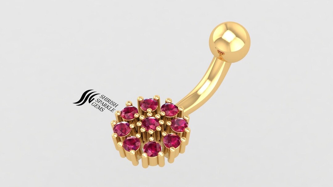 Ruby Navel Piercing Ruby Belly Piercing Diamond Belly Post - Etsy
