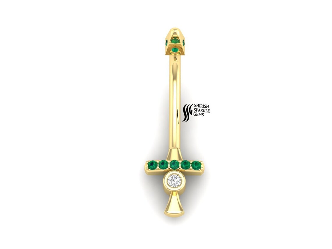 Emerald Diamond Rook Piercing Bellybutton Natural Diamond Navel ...