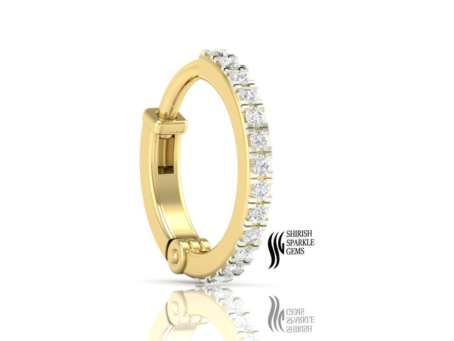 Diamond Nose Ring / Diamond Nose Ring Helix Hoop Conch Daith Huggie ...