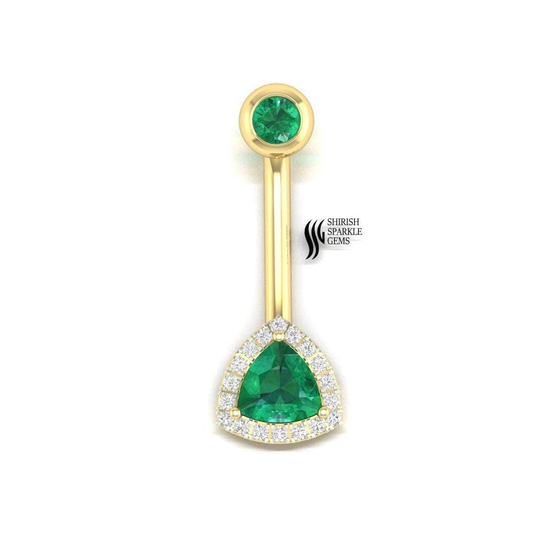 Emerald Diamond Belly Button Navel Piercing / Diamond Rook Piercing ...