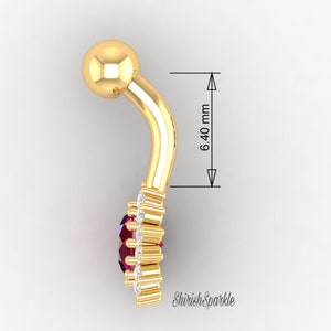 Ruby Navel Piercing Ruby Belly Piercing Diamond Belly Post Navel ...