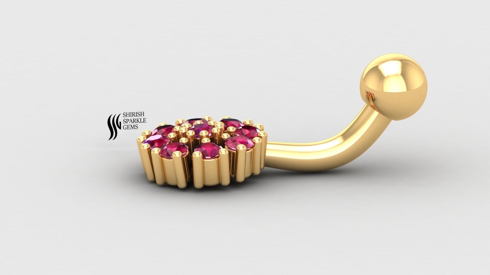 Ruby Navel Piercing Ruby Belly Piercing Diamond Belly Post - Etsy