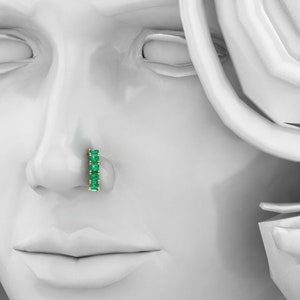 18k Emerald Nose Piercing Emerald Helix Emerald Nose Ring Emerald Ear Piercing Emerald Clicker ...