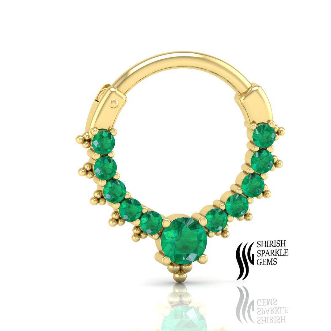 Emerald Septum Nose Piercing / Emerald Daith Piercing / Emerald Helix Septum Piercing / Emerald ...