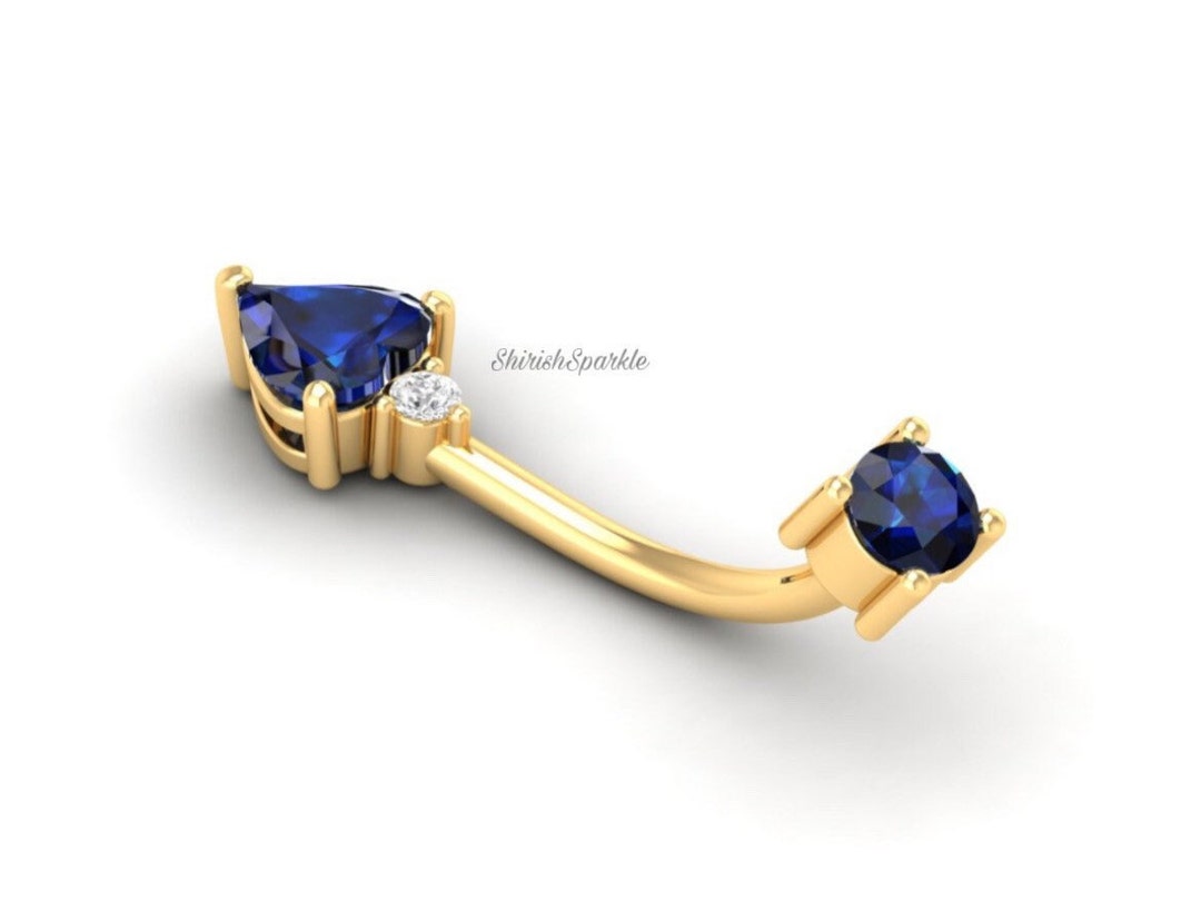 Sapphire Navel Piercing Blue Sapphire Belly Button Rook Eyebrow ...
