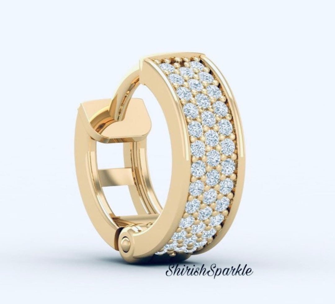 Natural Diamond Hoop Nose Ring Genuine Diamond Gold Nose Ring Real ...
