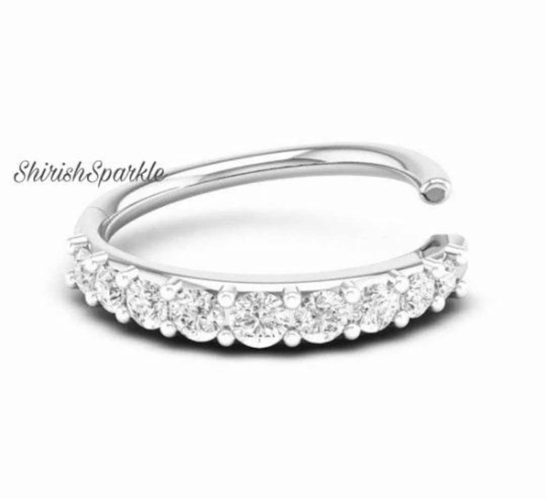 Diamond Nose Hoop Ring | White Gold Nose Hoop | Natural Diamond Nose ...
