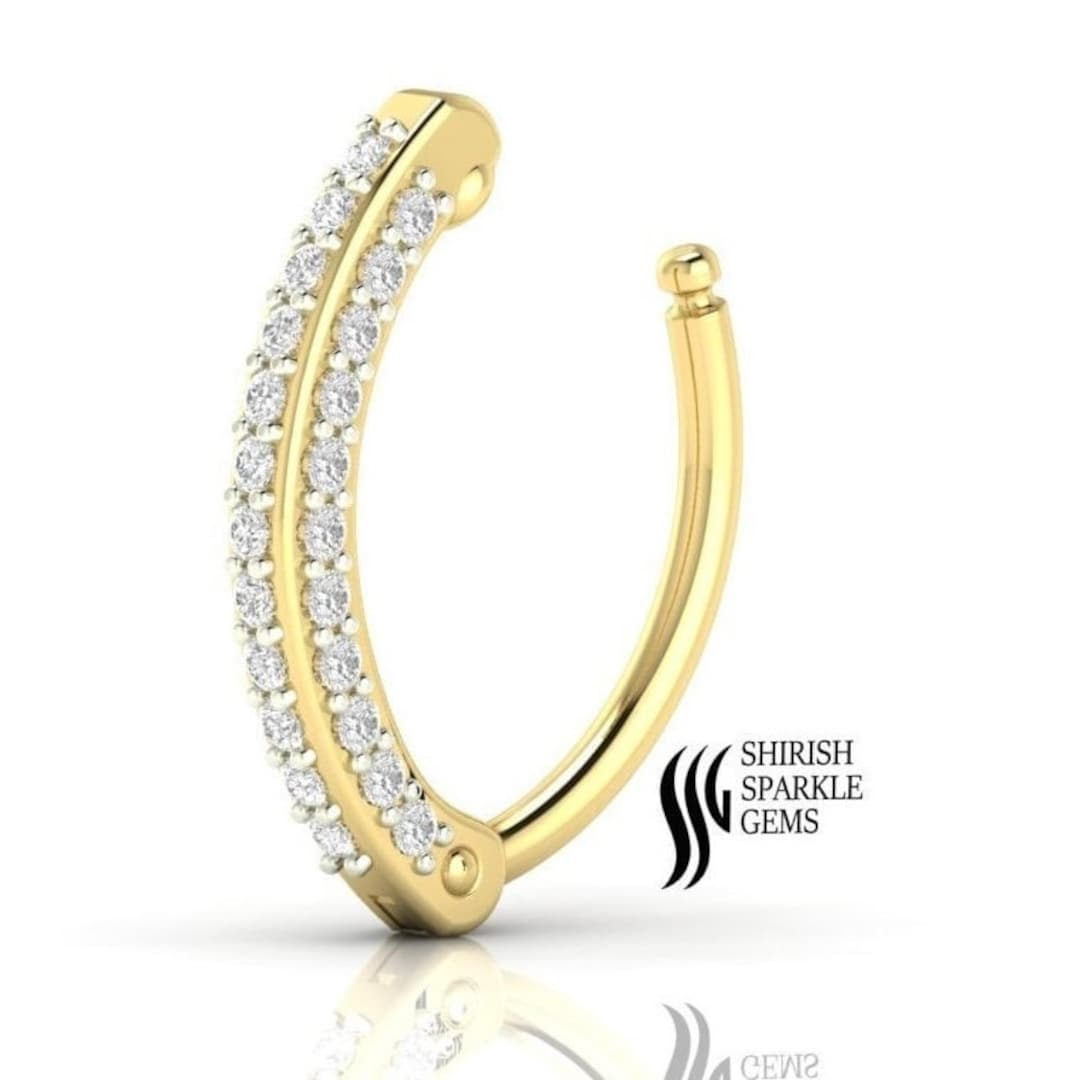 Diamond Belly Ring / Bally Button Hoop Piercing / Diamond Solid Gold ...