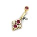 Ruby Diamond Belly Button Navel Piercing Diamond Rook Piercing Gold ...