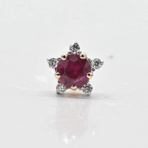 Ruby Bone Nose Pin / Natural Ruby Nose Pin / Ruby Diamond Nose Piercing ...