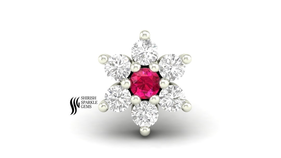 18k Ruby Nose Piercing, Ruby Helix Ruby Nose Stud, Ruby Ear Labret ...