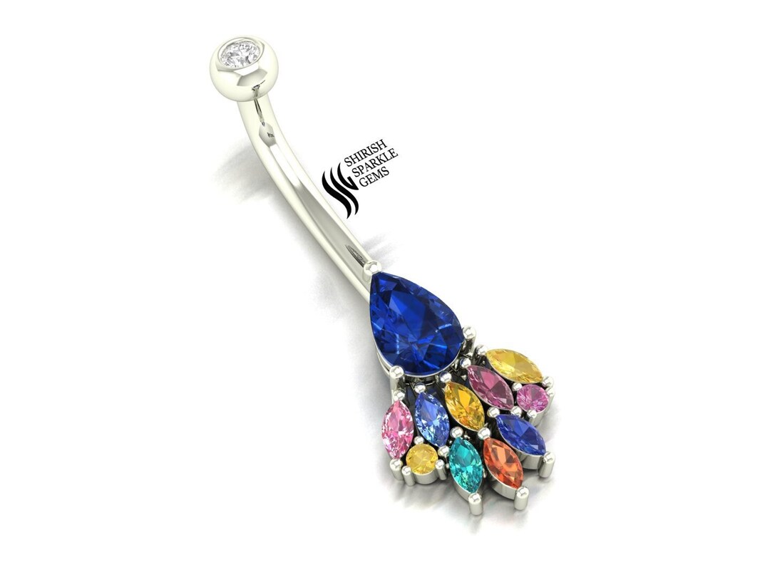 Rainbow Sapphire Belly Button Navel Piercing All Color Belly Button ...