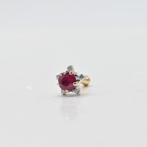 Ruby Bone Nose Pin / Natural Ruby Nose Pin / Ruby Diamond Nose Piercing ...
