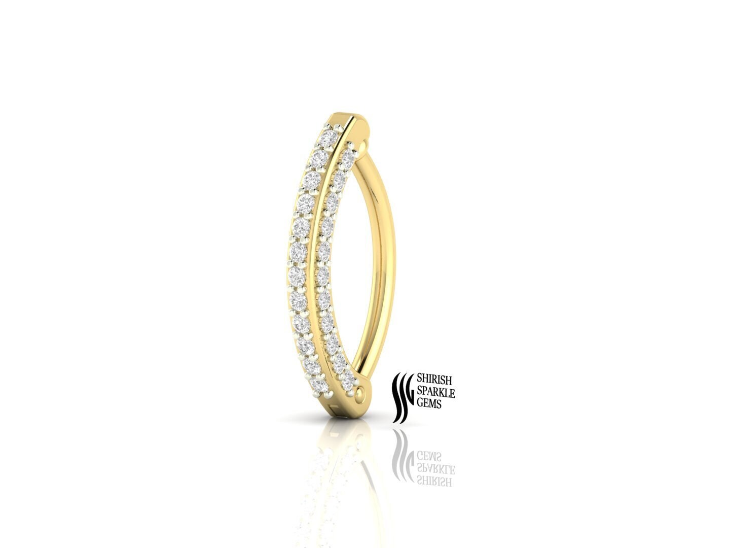 Diamond Belly Ring / Bally Button Hoop Piercing / Diamond Solid Gold ...