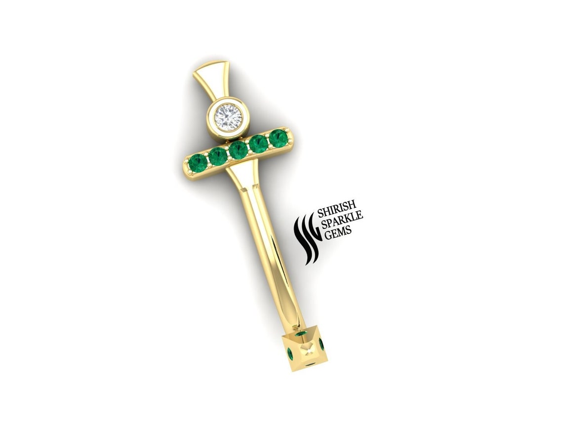 Emerald Diamond Rook Piercing Bellybutton Natural Diamond Navel ...