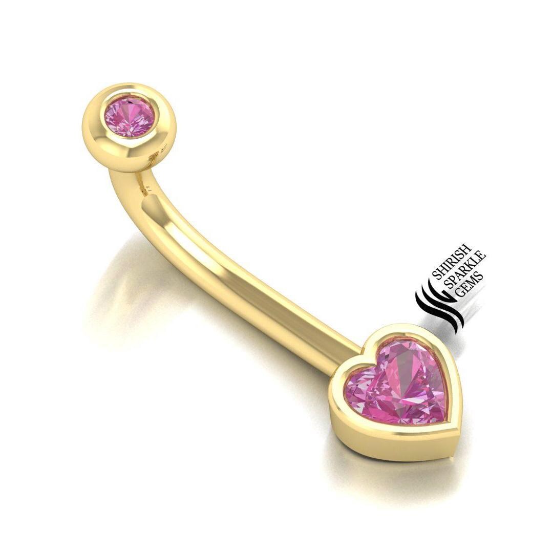 Pink Sapphire Belly Button Navel Piercing Belly Ring Pink Sapphire ...