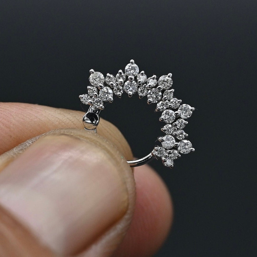 Diamond Left Right Side Nose Ring Diamond Hoop Helix Conch Cartilage ...
