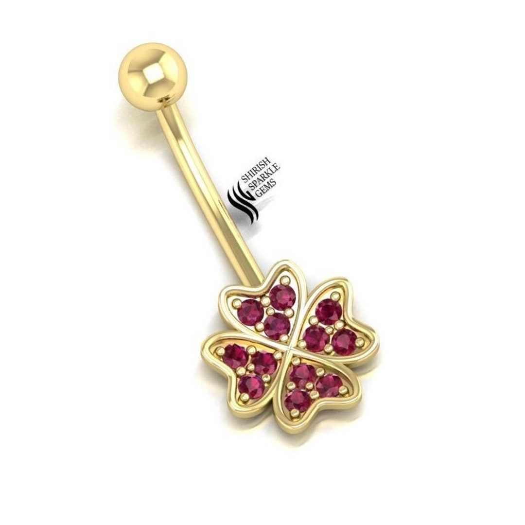Ruby Belly Button Navel Piercing Rook Piercing Gold Navel Piercing ...
