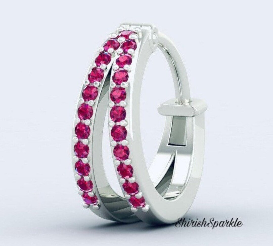 Ruby Gemstone Nose Ring Nose Piercing Nose Hoop Clicker Conch Diath ...