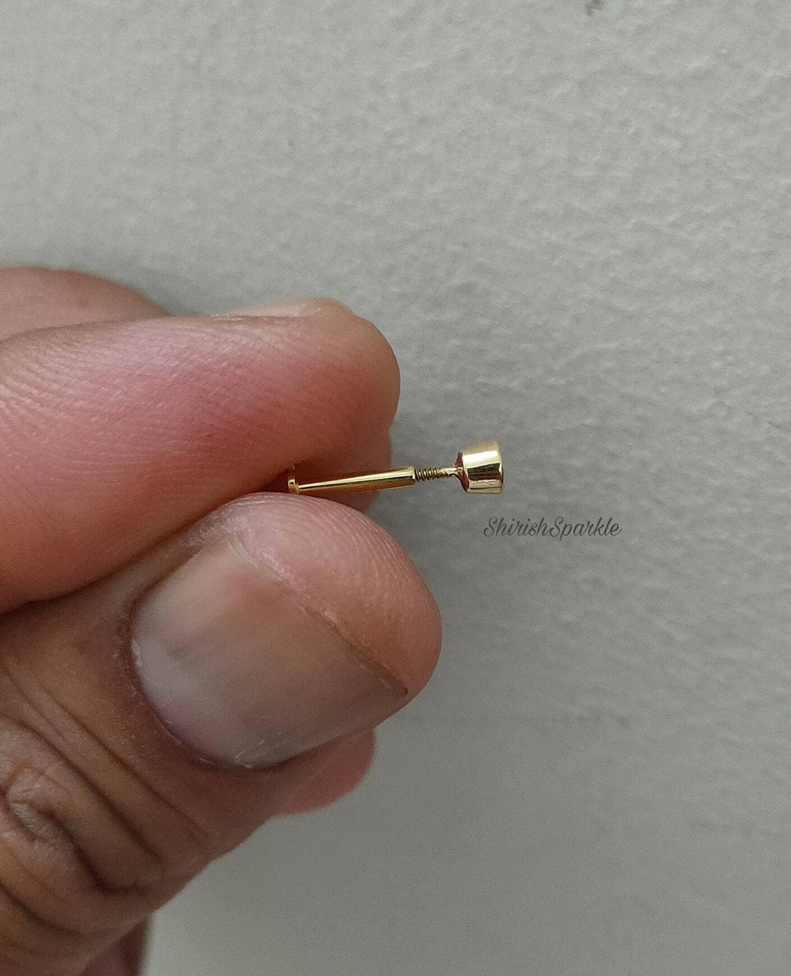 18k Gold Nose Pin Genuine Diamond Nose Piercing Diamond Helix Labret ...