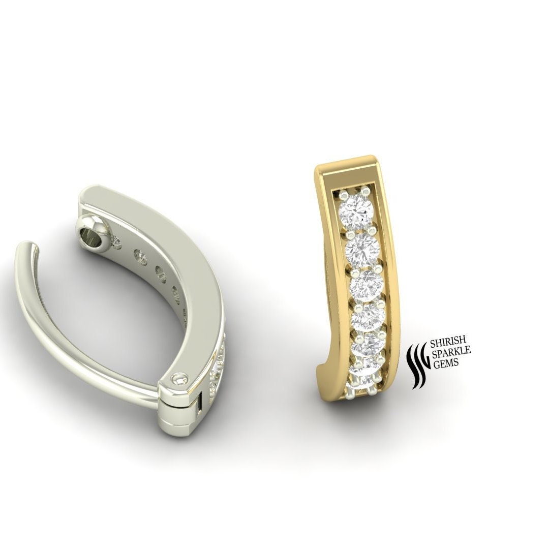 Diamond Belly Ring Bally Button Piercing Clicker Diamond Navel Ring 14k ...