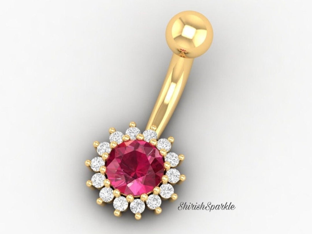 Ruby Navel Piercing Ruby Belly Piercing Diamond Belly Post Navel ...
