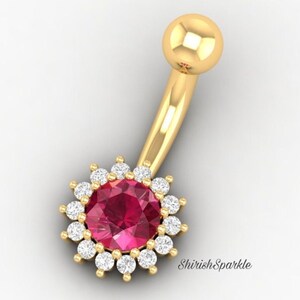 Ruby Navel Piercing Ruby Belly Piercing Diamond Belly Post Navel ...