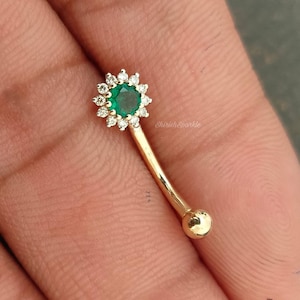 Emerald Navel Piercing Emerald Belly Piercing Diamond Belly Post Navel ...