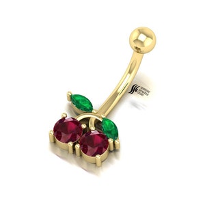 Ruby Belly Button Navel Piercing Rook Strawberry Shape Gold Navel ...