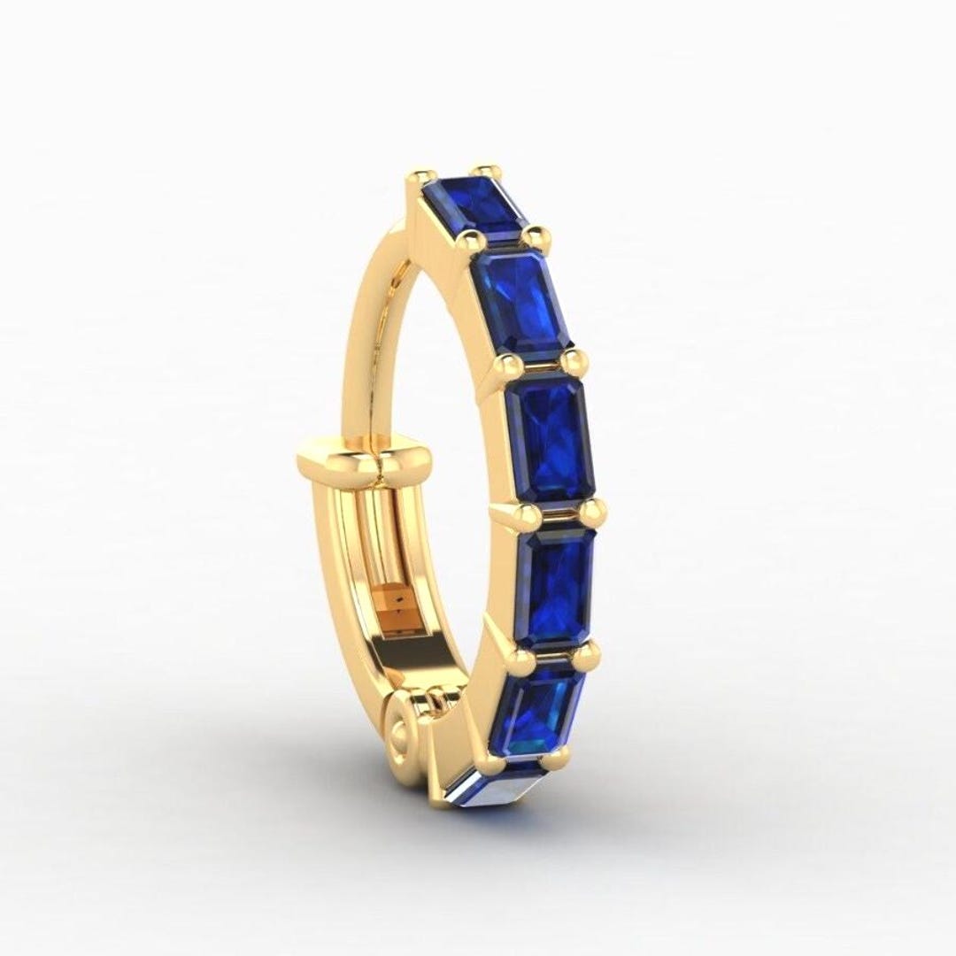 Natural Blue Sapphire Nose Piercing Blue Sapphire Nose Ring Blue ...
