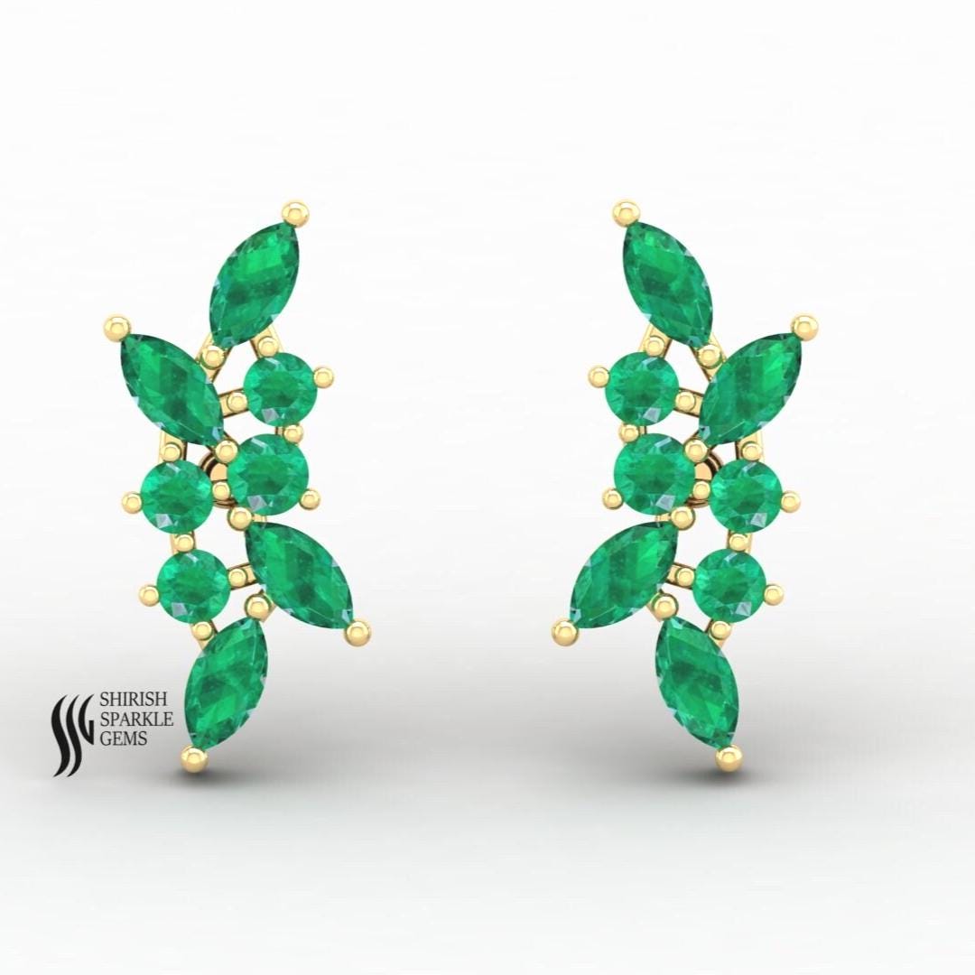 18k Emerald Nose Piercing, Emerald Helix Emerald Nose Stud, Emerald Ear ...
