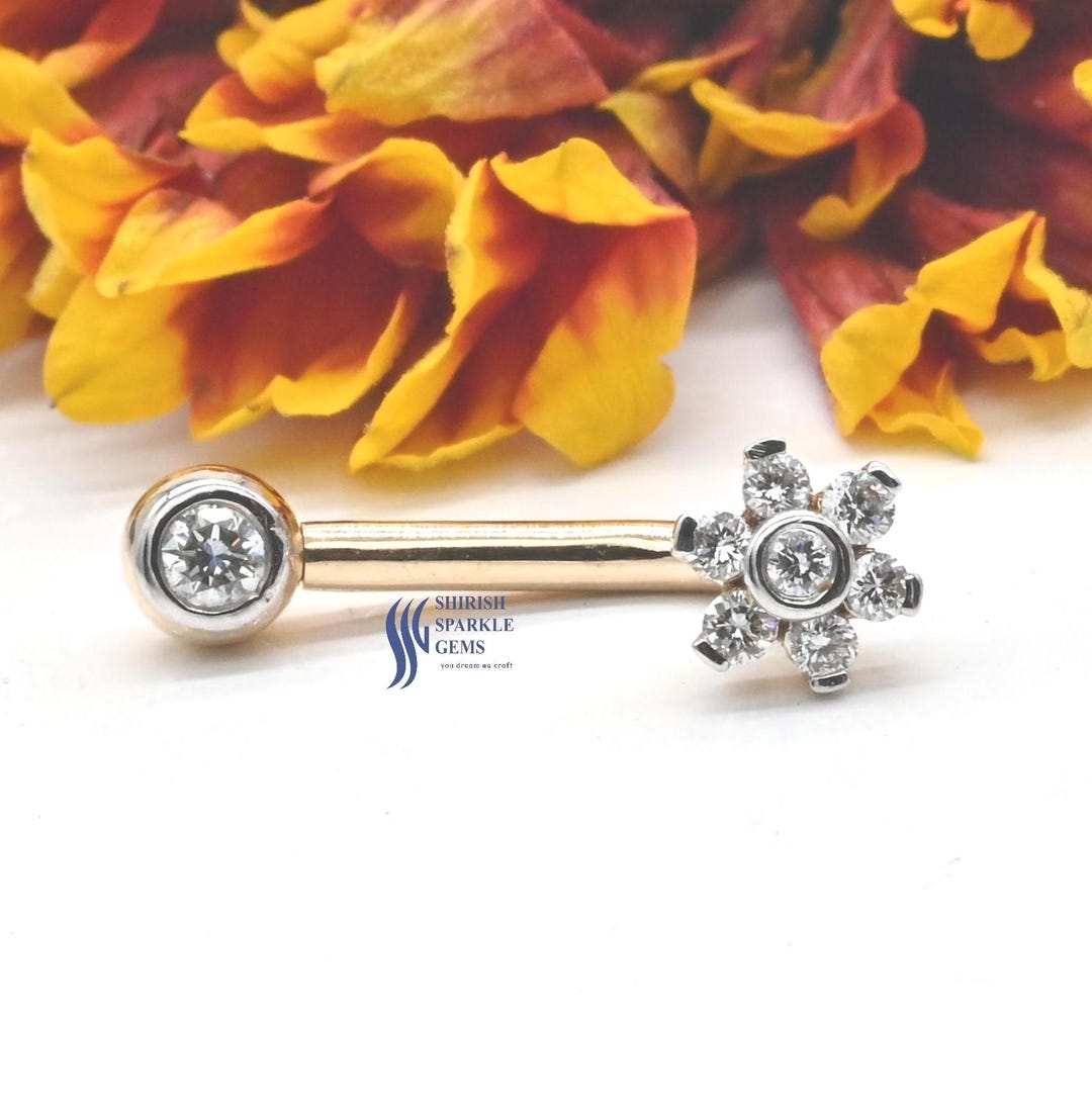 Navel Piercing Diamond Belly Button Piercing Solid Gold Diamond Belly ...