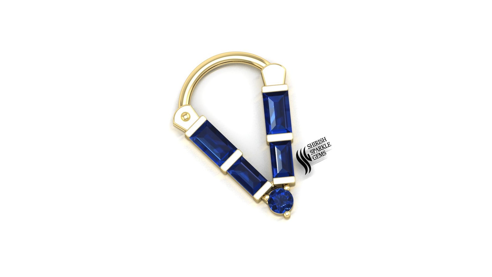 V Shape Blue Sapphire Septum Nose Piercing Ear Piercing Helix Hoop ...