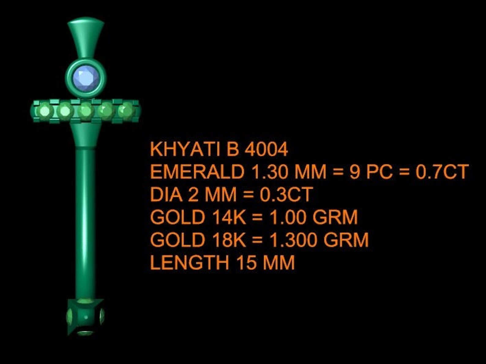 Emerald Diamond Rook Piercing Bellybutton Natural Diamond Navel ...