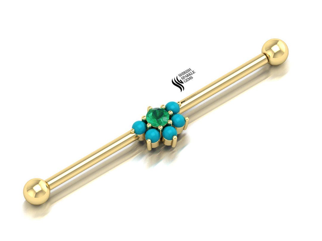 Emerald Turquoise Industrial Straight Barbell / Turquoise Industrial ...