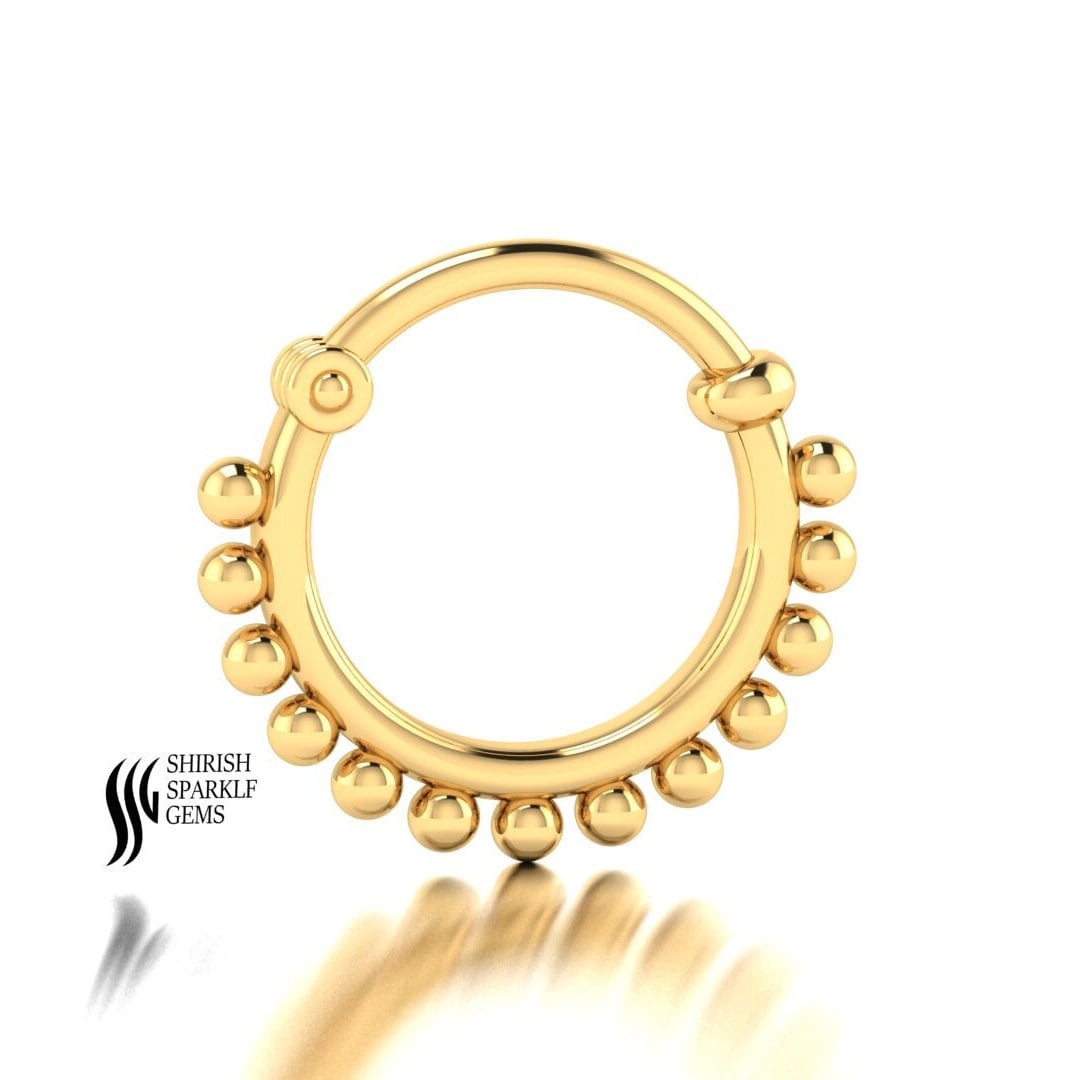 14k Gold Septum, Gold Septum Clicker Hoop, Mens Gold Septum, Gold ...