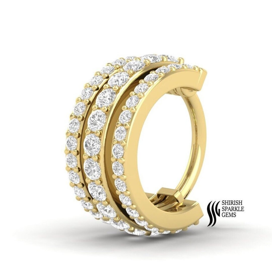 Diamond Ear Piercing Hoop Diamond Ear Cartilage Clicker Diamond Daith ...