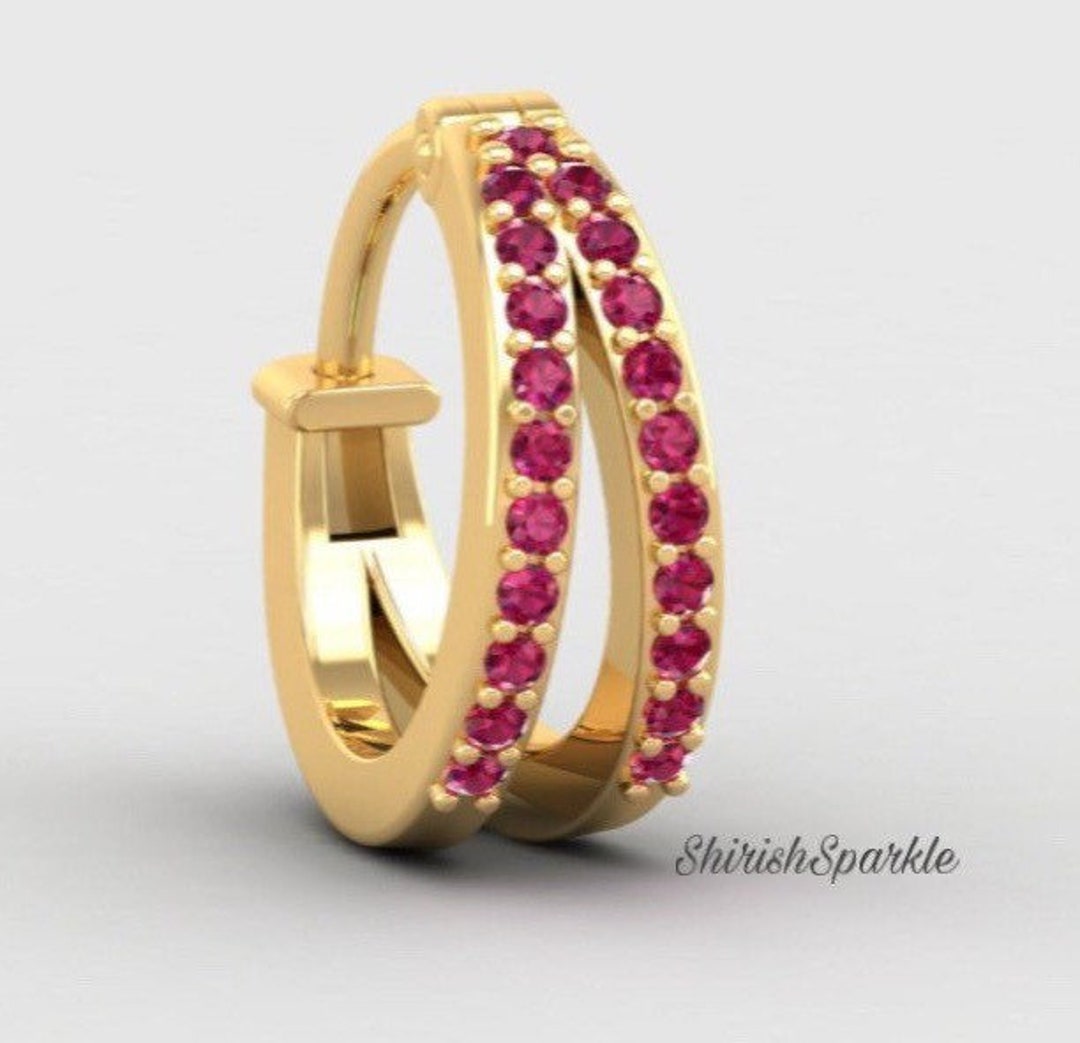 Ruby Gemstone Nose Ring Nose Piercing Nose Hoop Clicker Conch Diath ...